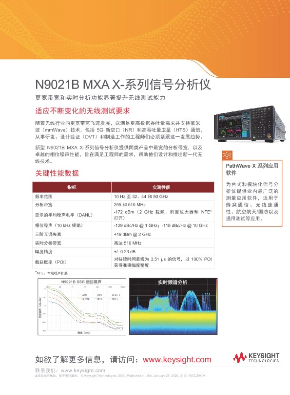 N9021B MXA X 系列信号分析仪 PDF Asset Page | Keysight